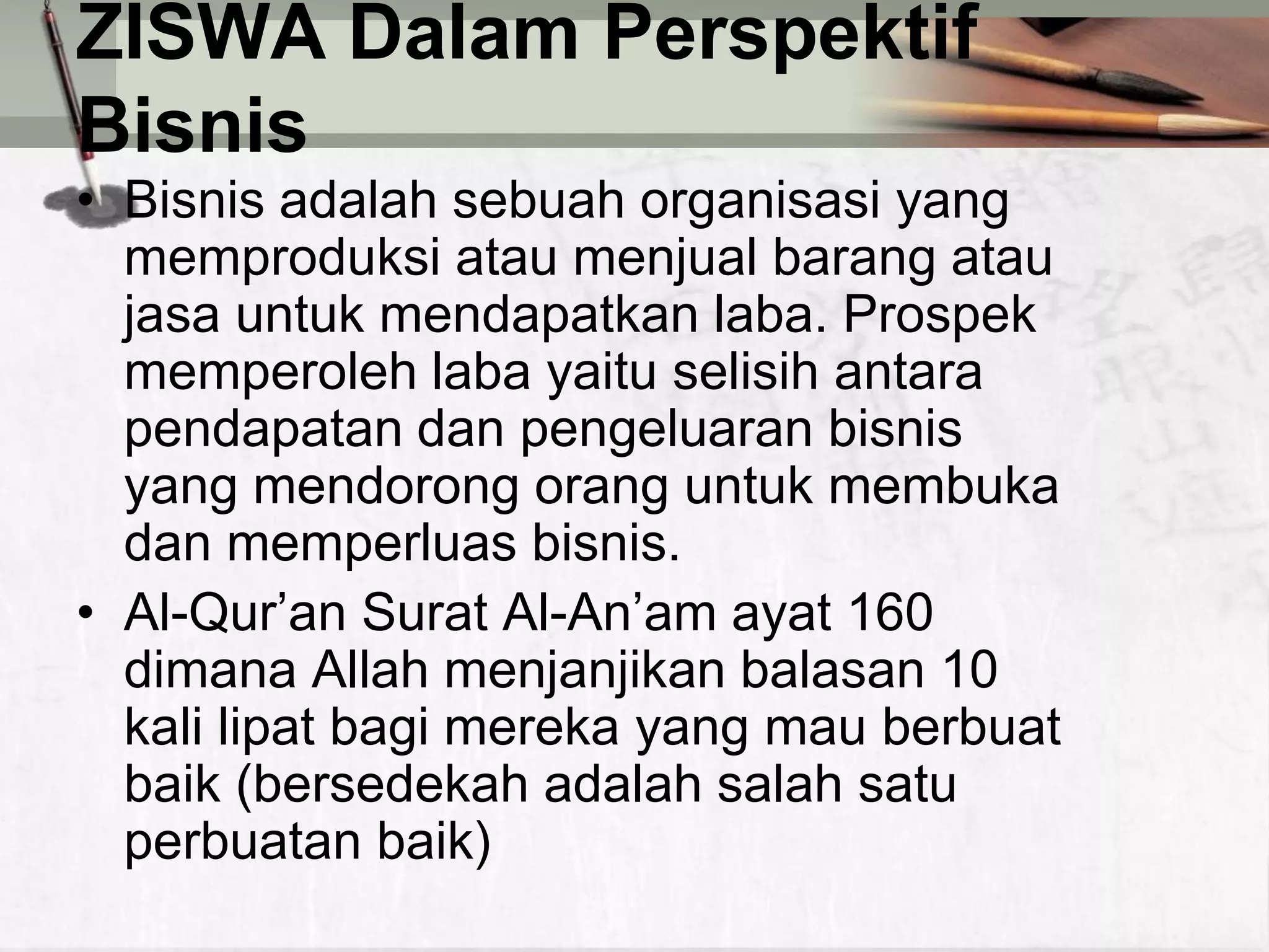 Ziswaf dalam perspetif bisnis | PPTX