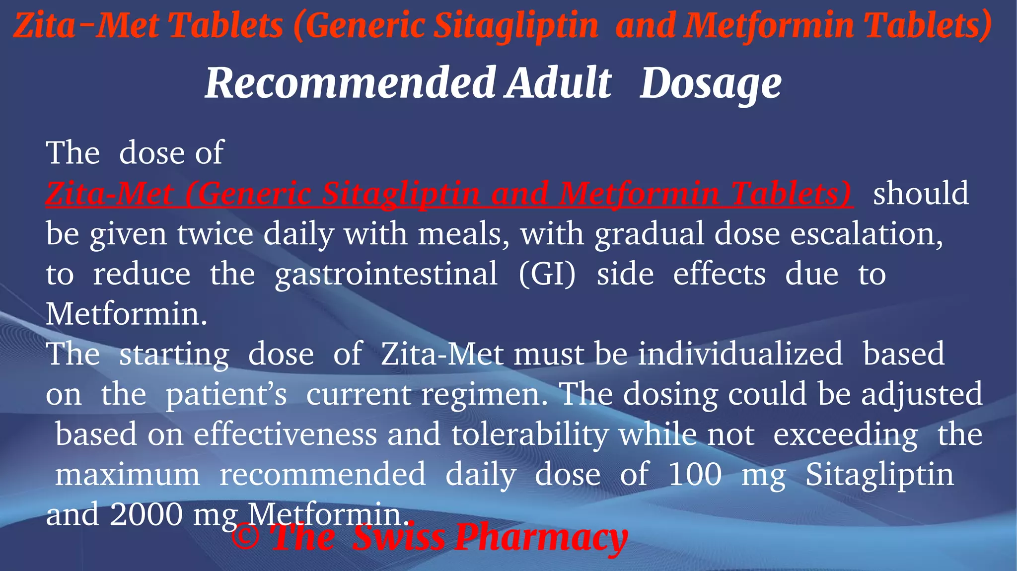 Zita-Met (Generic Sitagliptin and Metformin Tablets) | PDF