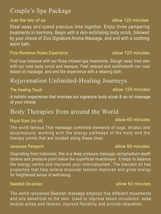 Zivaya Spa - Body and Foot Massage Therapy | PDF
