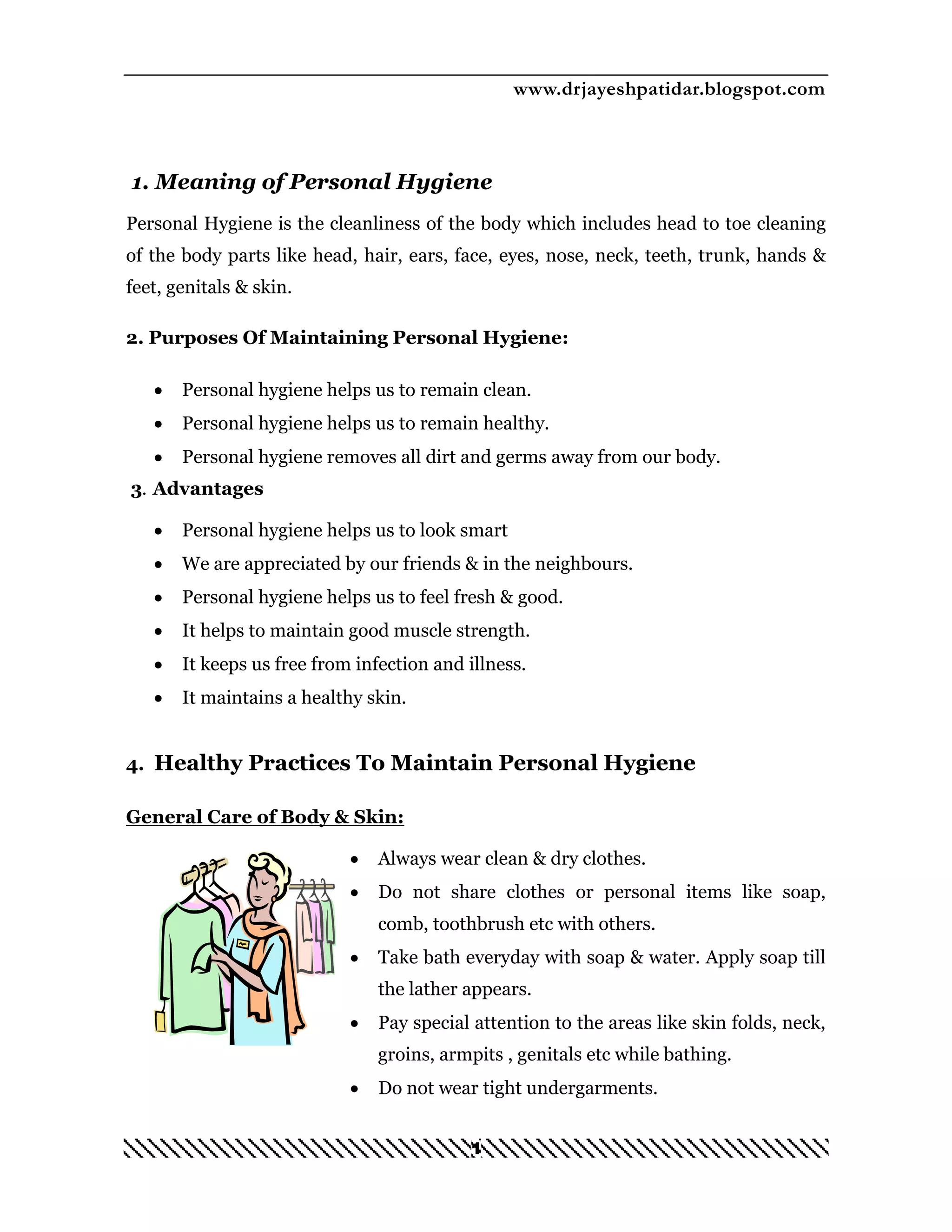 Maintenance of personal hygiene | PDF