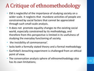 Ethnomethodology and conversation analysis | PPTX