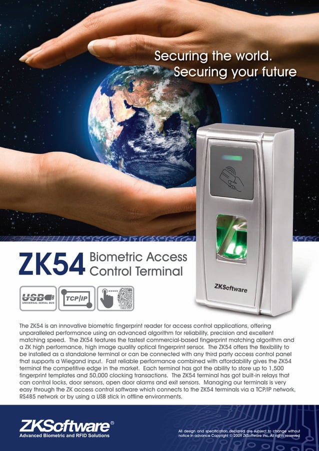 ZK54 Biometric Access Control Terminal | PDF | Operating Systems ...