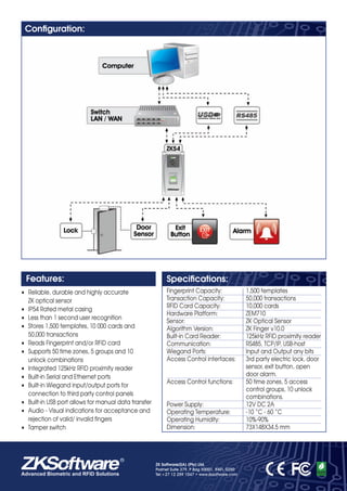 ZK54 Biometric Access Control Terminal | PDF