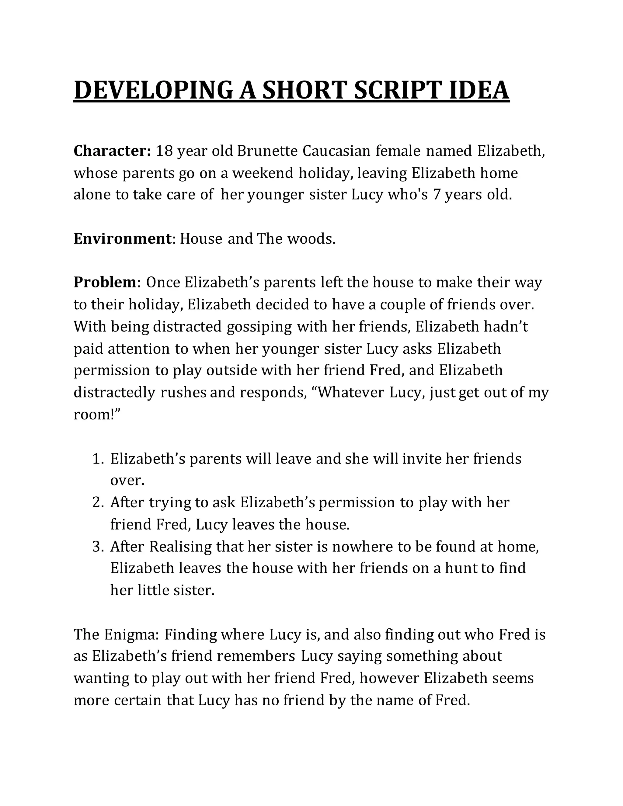 Developing a short script idea | PDF