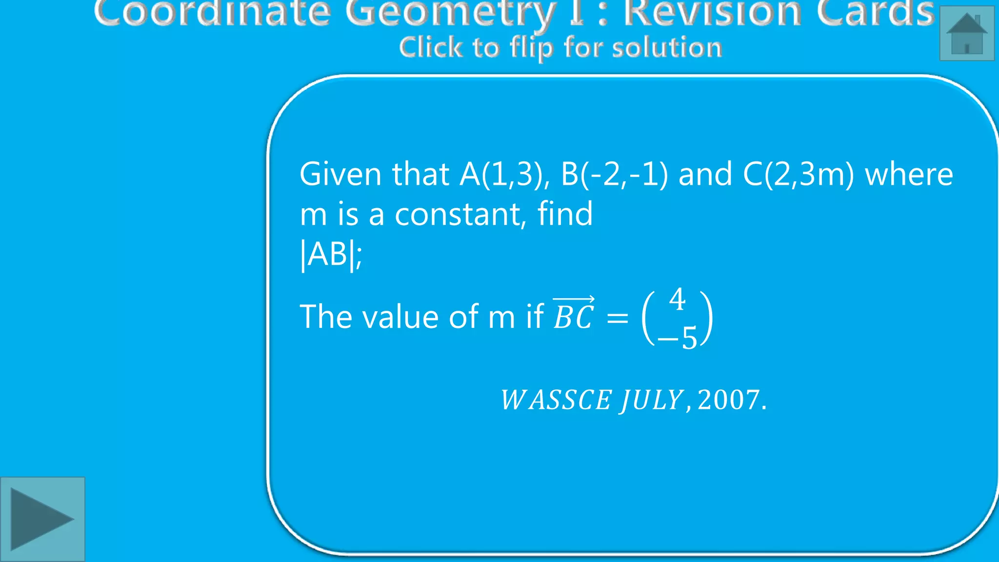 Coordinate geometry i revision card | PPSX | Physics | Science