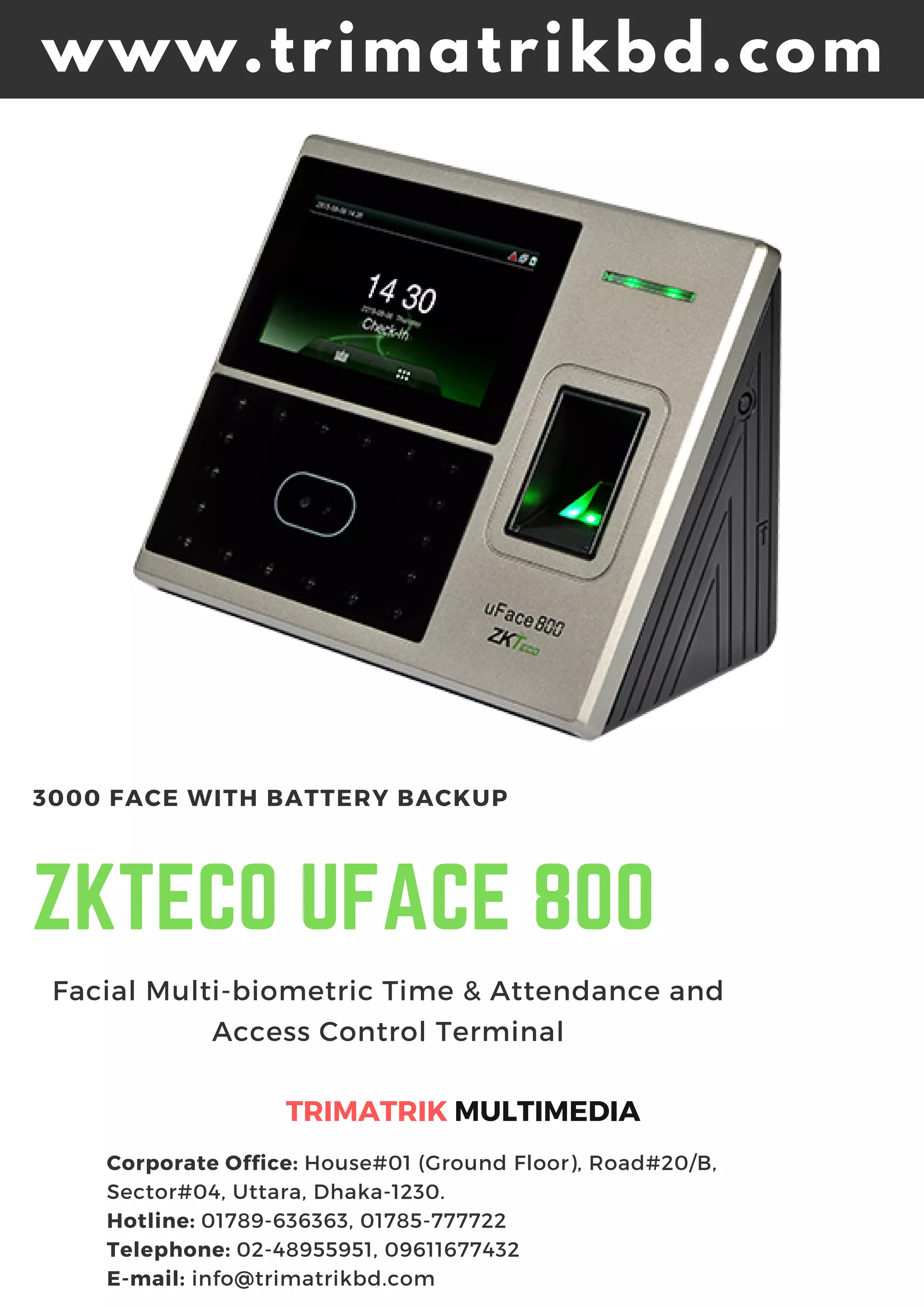 Zkteco uface 800 bangladesh | PDF