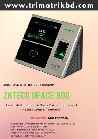 Zkteco uface 800 price in bangladesh | PDF