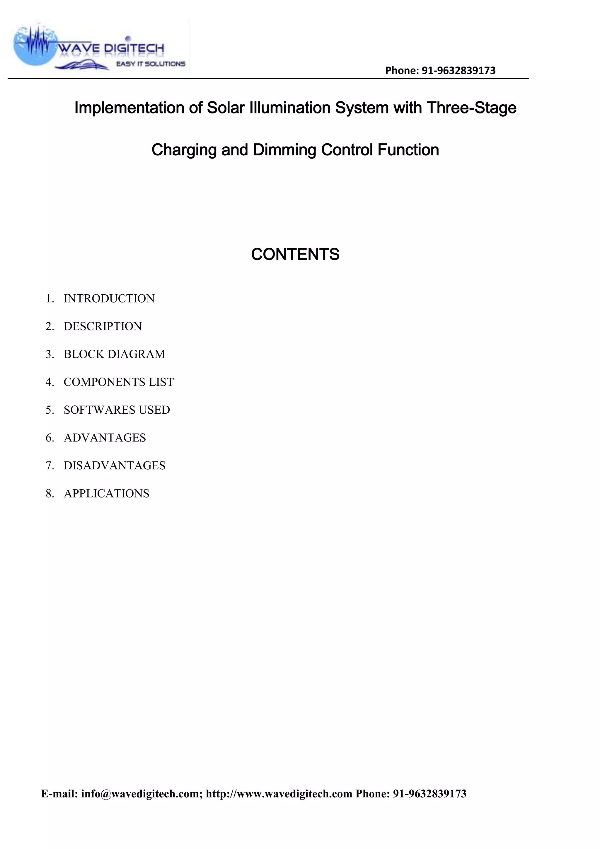 Implementation of solar illumination system with three-stage charging and dimming control ...