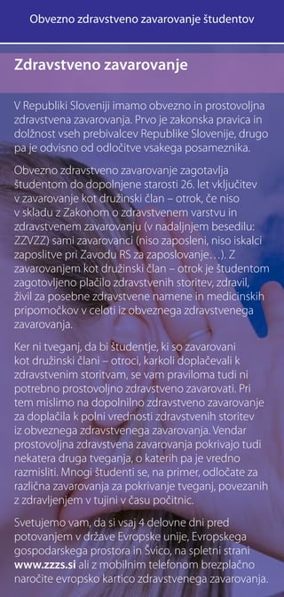 Zloženka obvezno zdravstveno zavarovanje študentov | PDF