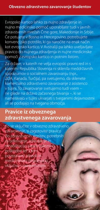 Zloženka obvezno zdravstveno zavarovanje študentov | PDF