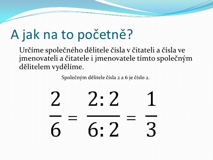 Zlomek krácení zlomků