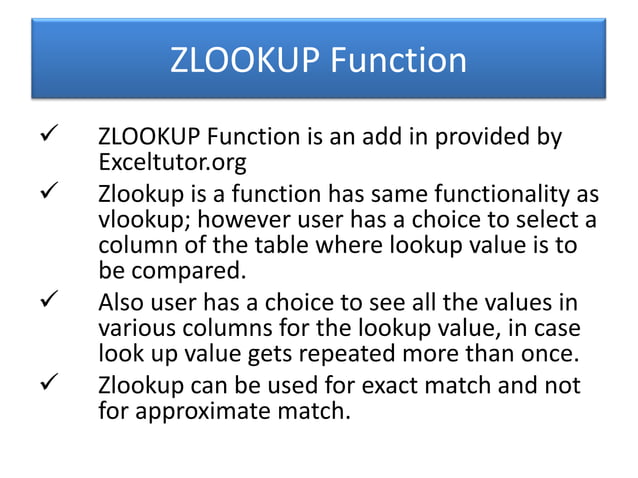 Zlookup function | PPTX | Computing | Technology & Computing
