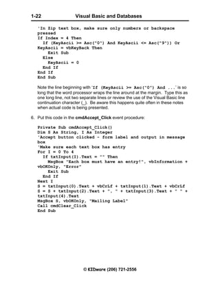 Visual basic databases | PDF