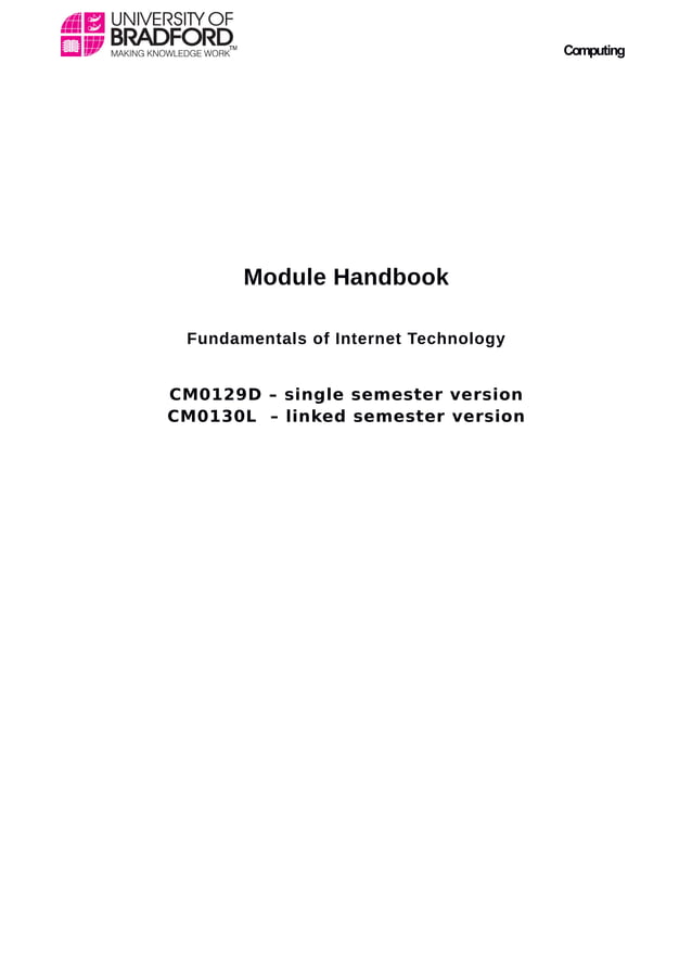 Module Handbook: Fundamentals of Internet Technology | PDF | Operating Systems | Computer ...