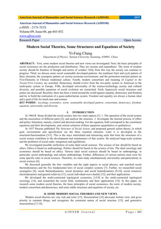 Modern Social Theories, Some Structures and Equations of Society | PDF