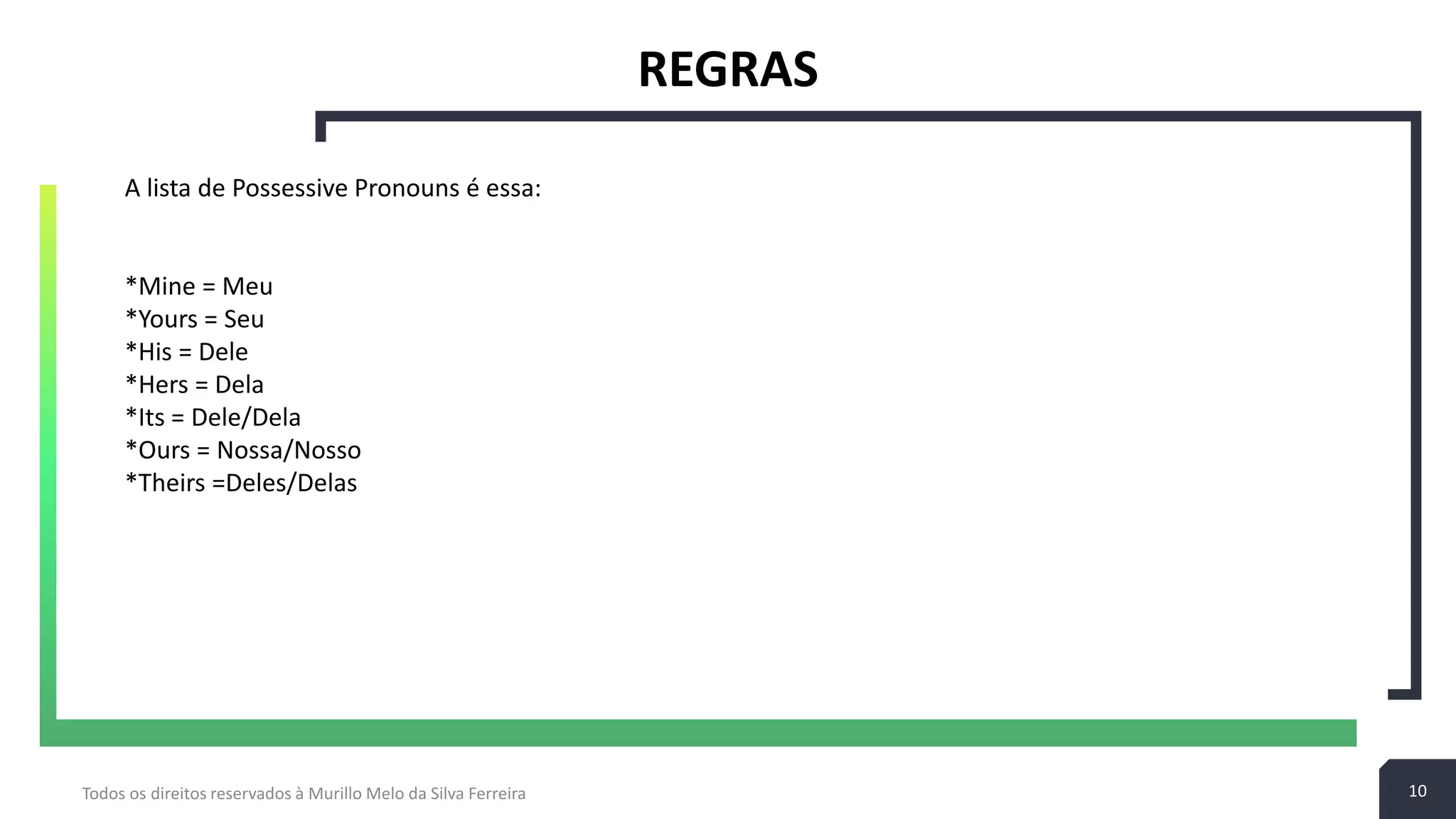 Pronomes Possessivos, Adjetivos Possessivos e Pronomes Reflexivos em ...