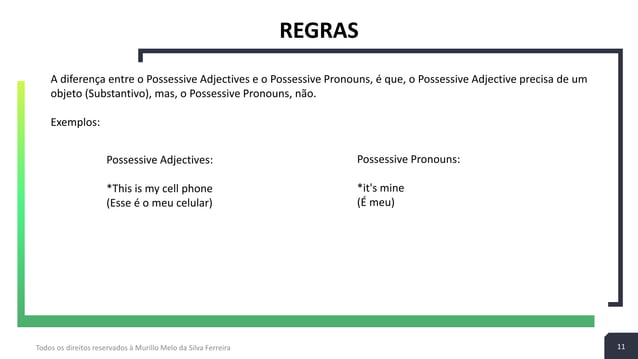 Pronomes Possessivos, Adjetivos Possessivos e Pronomes Reflexivos em ...