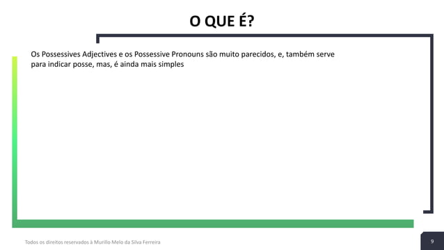 Pronomes Possessivos, Adjetivos Possessivos e Pronomes Reflexivos em ...