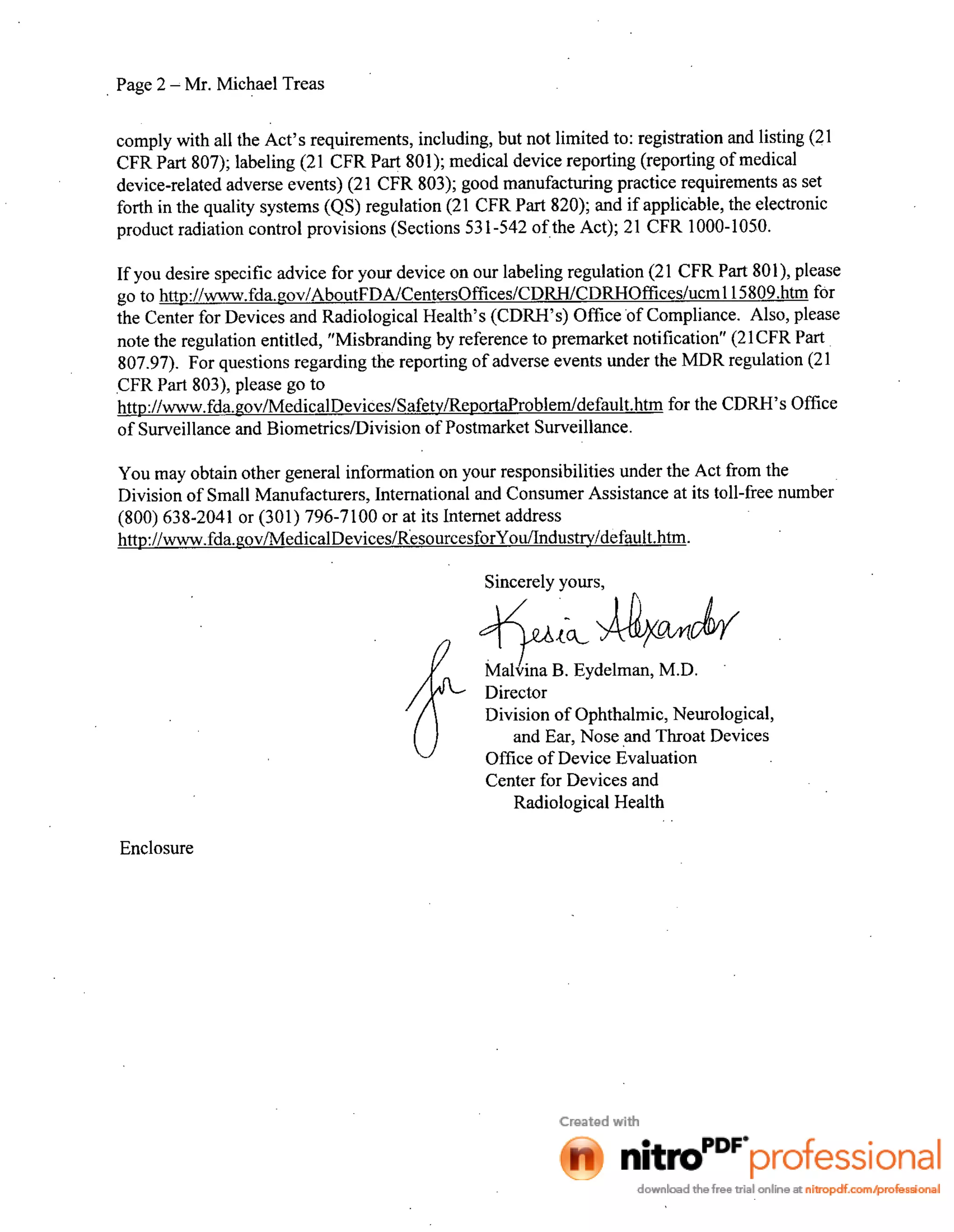 ZMPCHW070000.13.04 US FDA approval letter K 120398 | PDF