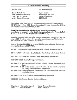 ZMPCZM016000.13.04 EC Declaration of Conformity NexWave | PDF