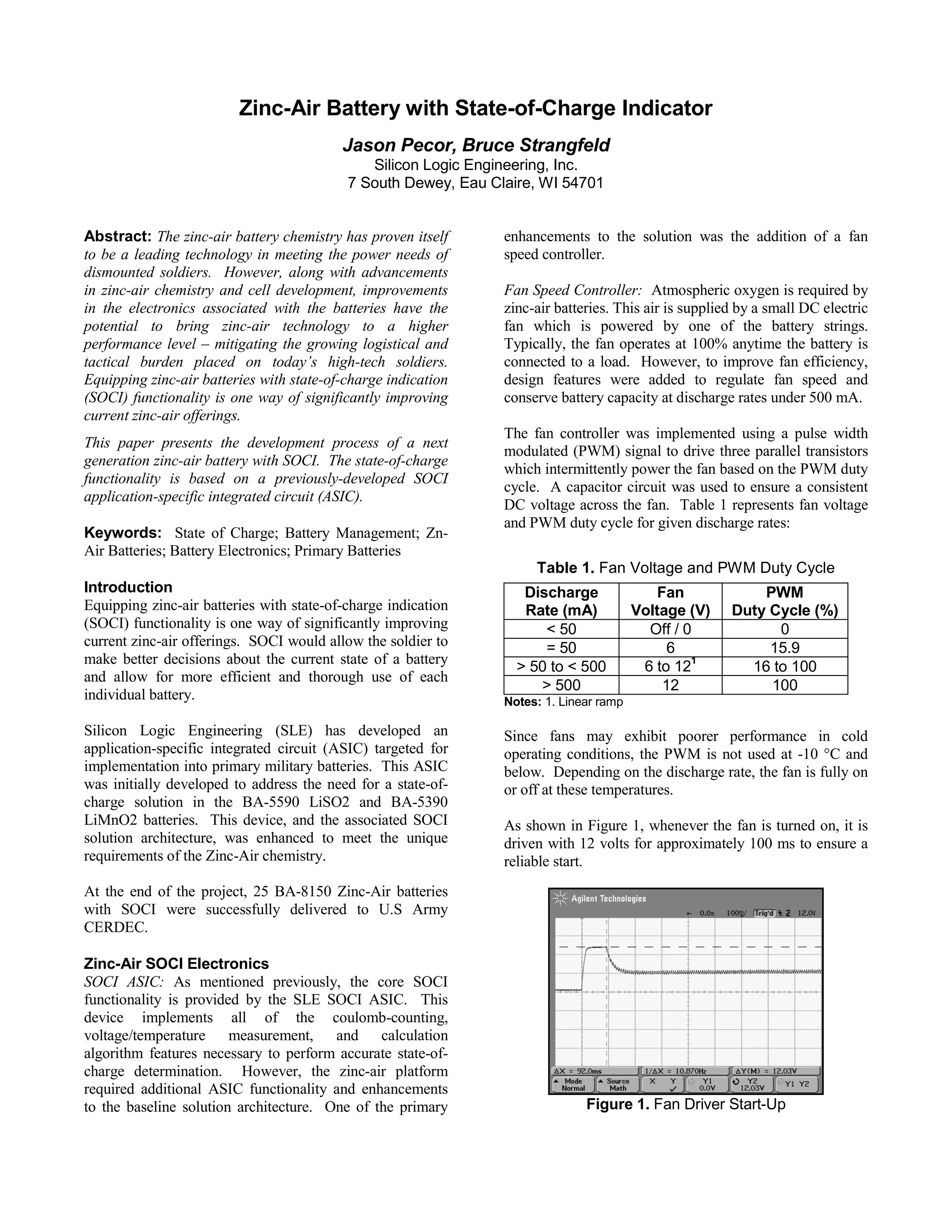 Zinc-Air Battery with State-of-Charge Indicator | PDF