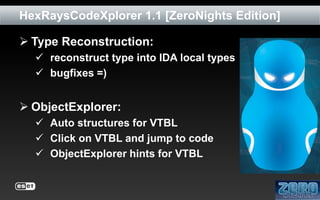 HexRaysCodeXplorer: make object-oriented RE easier | PDF