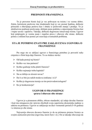 Znacaj fransizinga za preduzetnistvo 2 | DOC