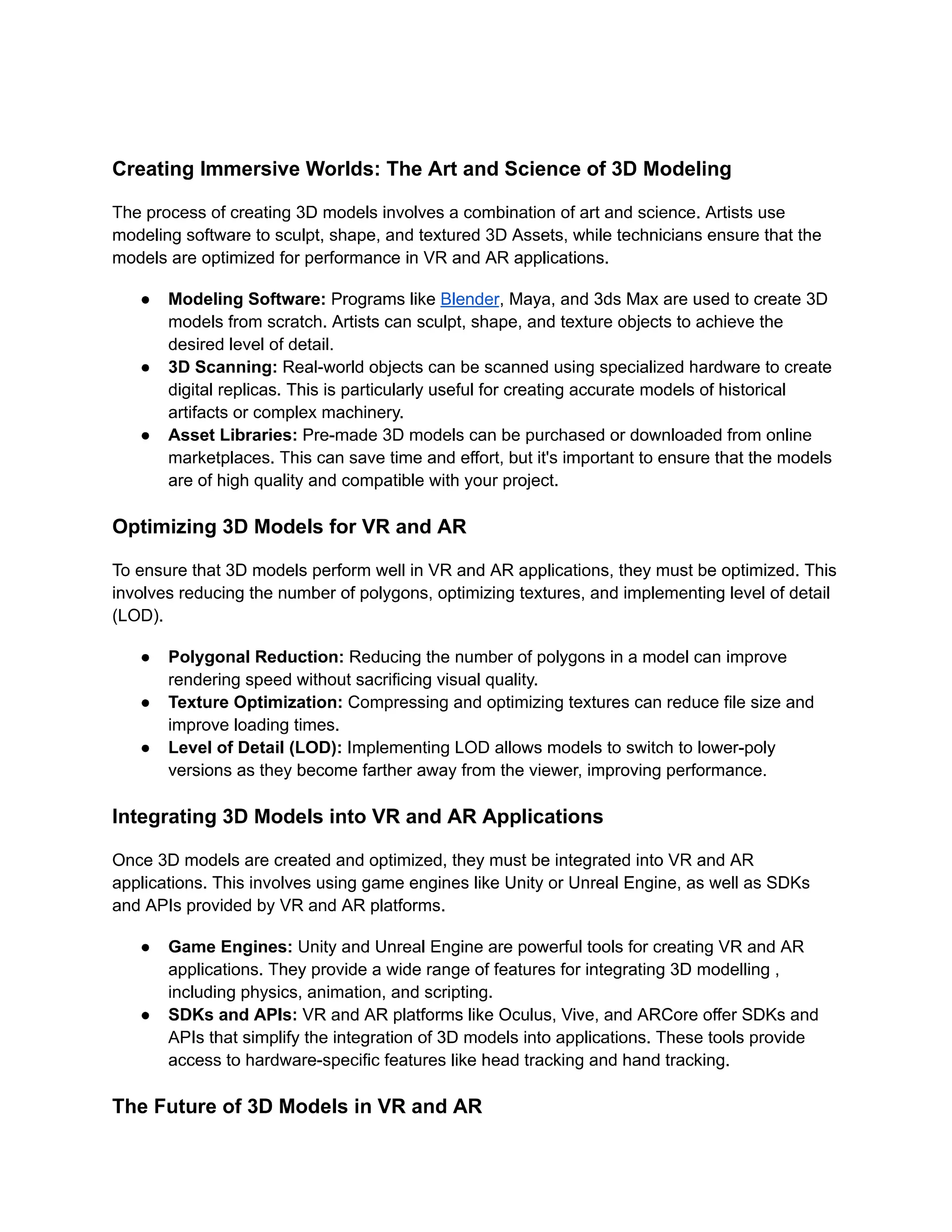 From Pixels to Reality: How 3D Models Power Immersive Experiences | PDF