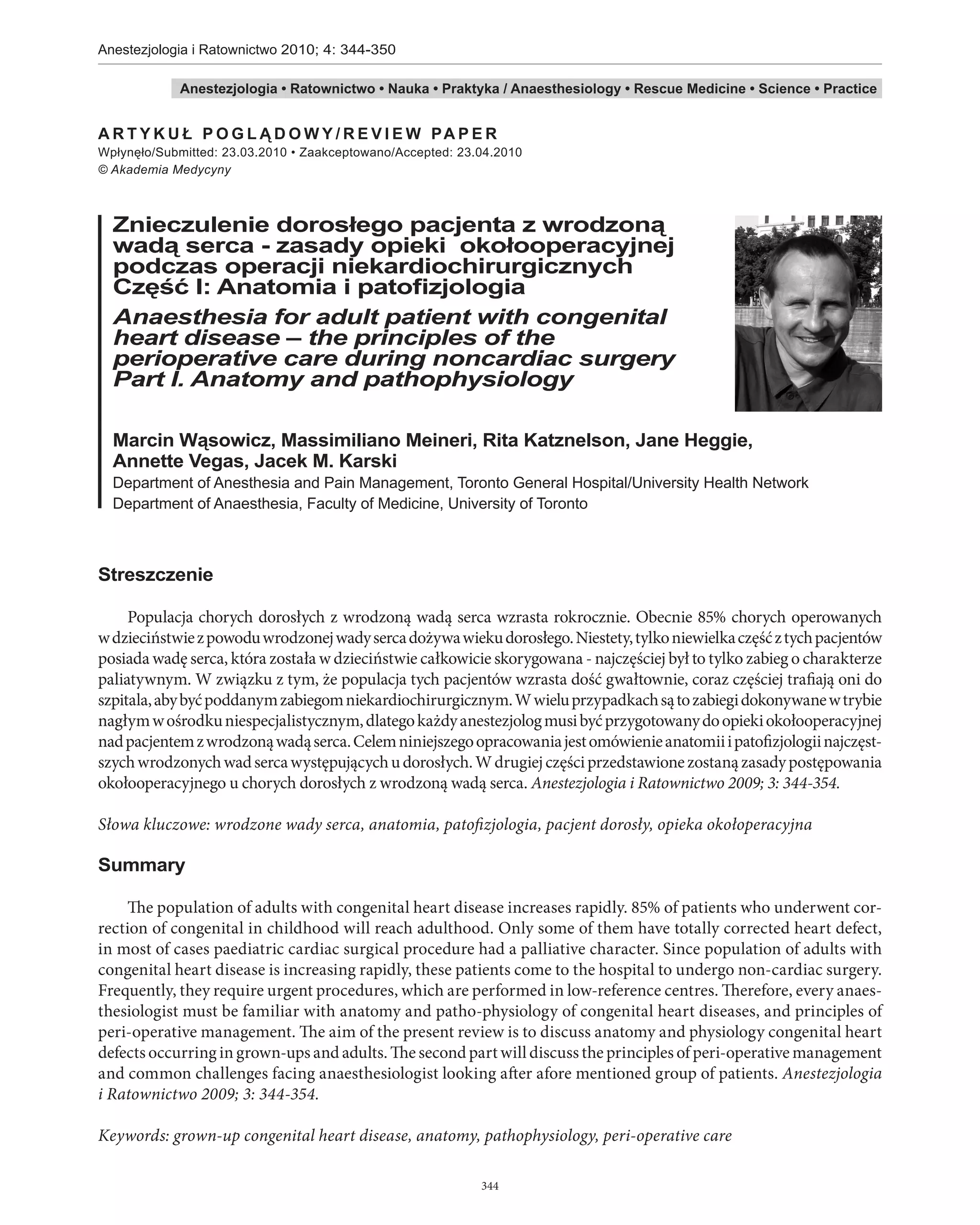 Znieczulenie doroslego pacjenta z wada serca | PDF