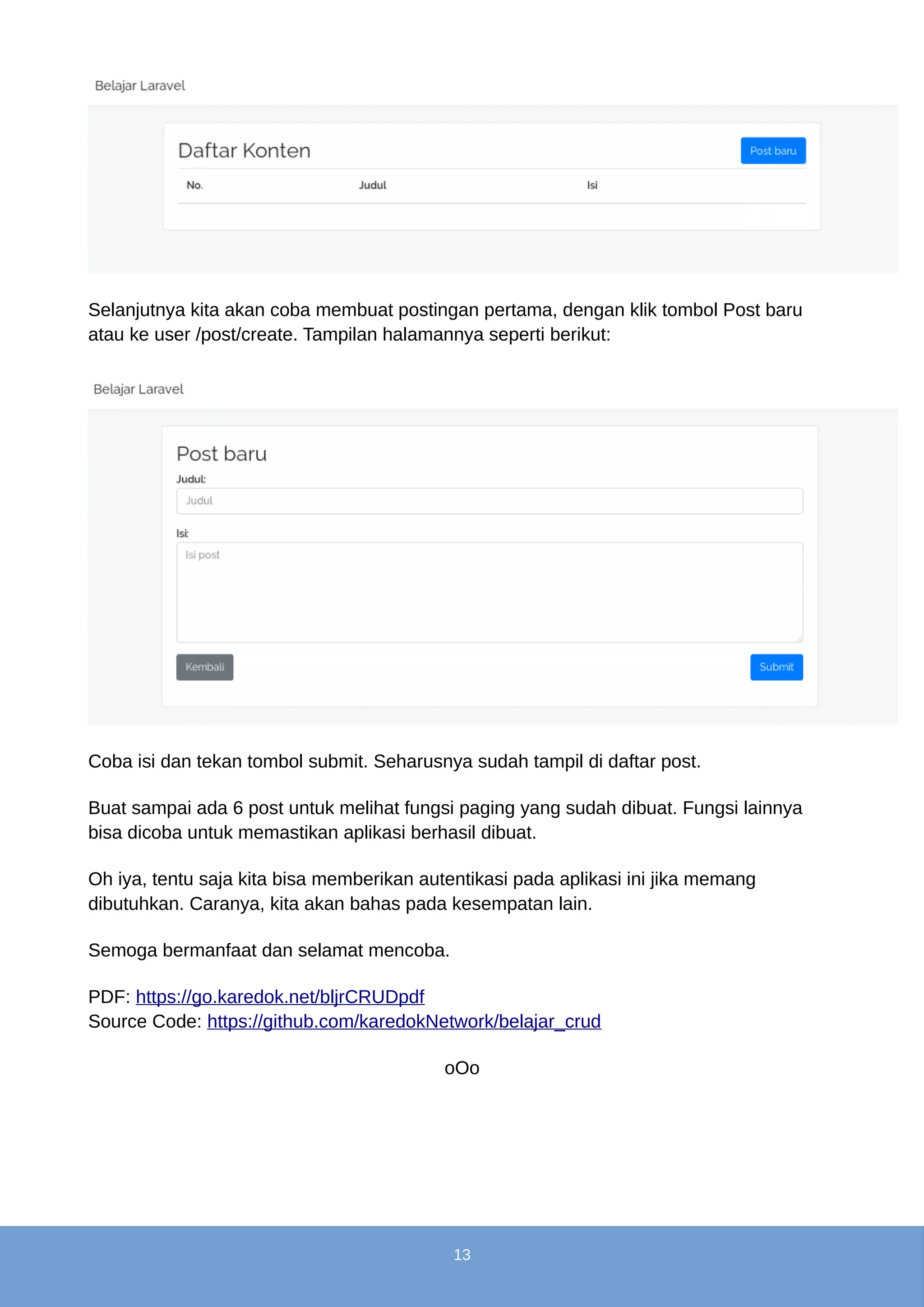 Belajar membuat modul crud di laravel 5 | PDF