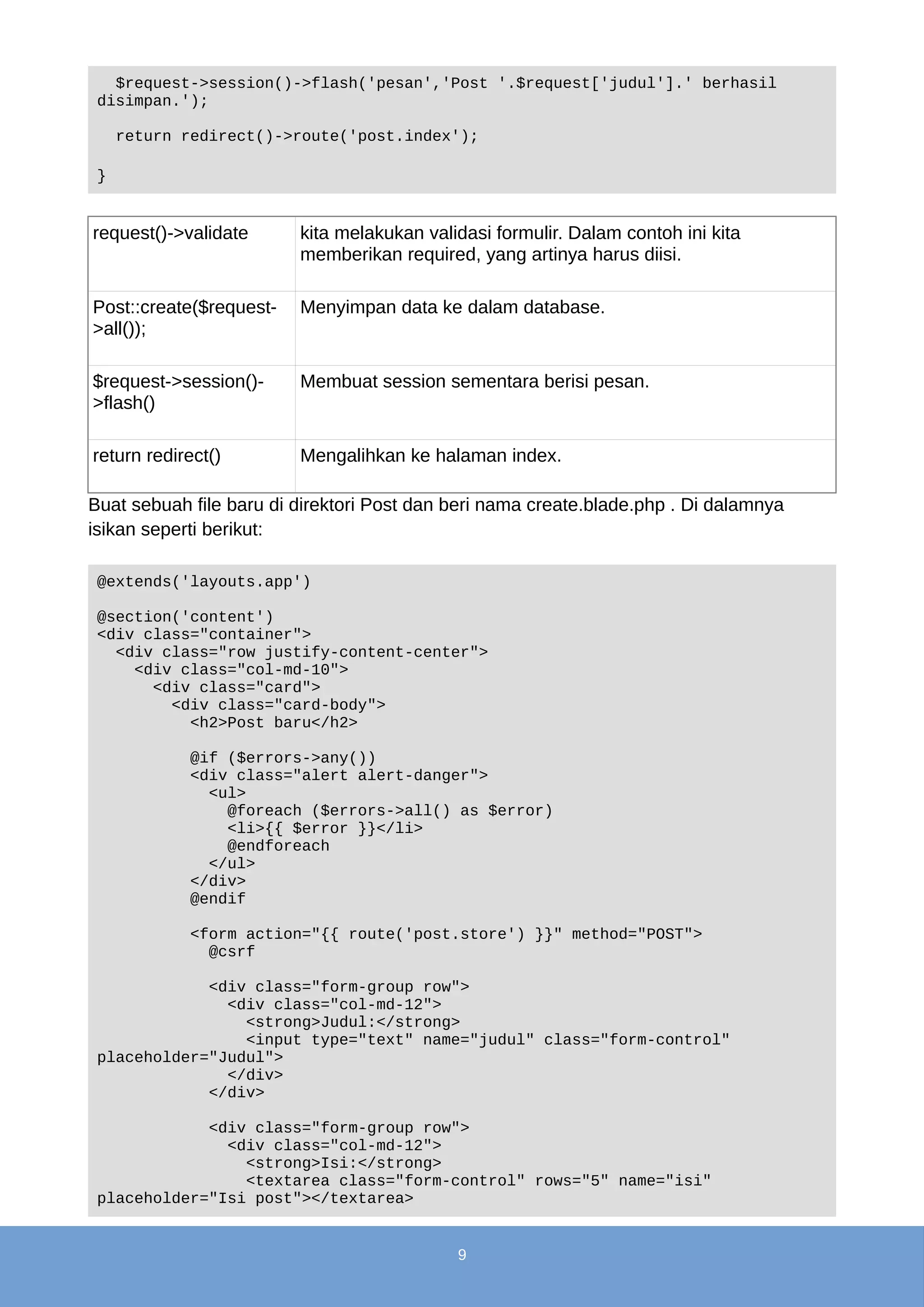 Belajar membuat modul crud di laravel 5 | PDF
