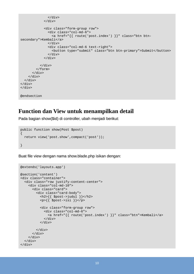 Belajar membuat modul crud di laravel 5 | PDF