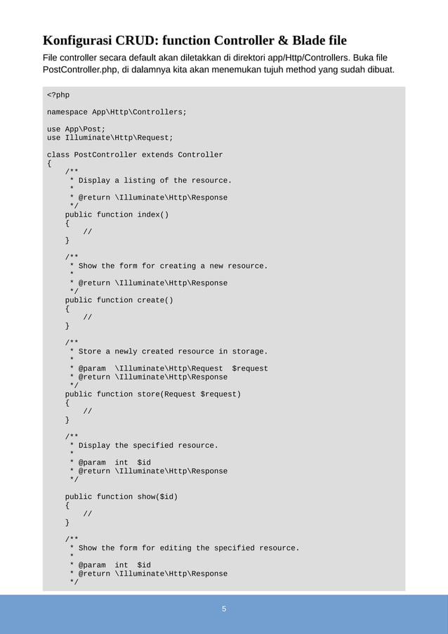 Belajar membuat modul crud di laravel 5 | PDF