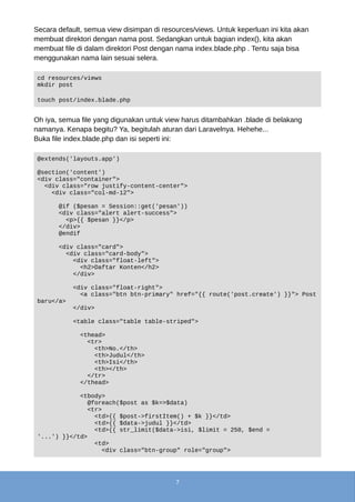 Belajar membuat modul crud di laravel 5 | PDF