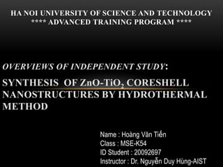 Zno tio2 coreshell- independent study- HUST | PPTX