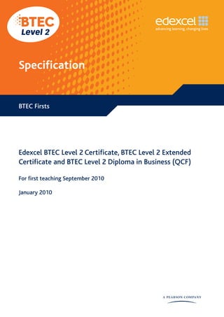 BTEC Level 2 Specification - New for September 2010 | PDF