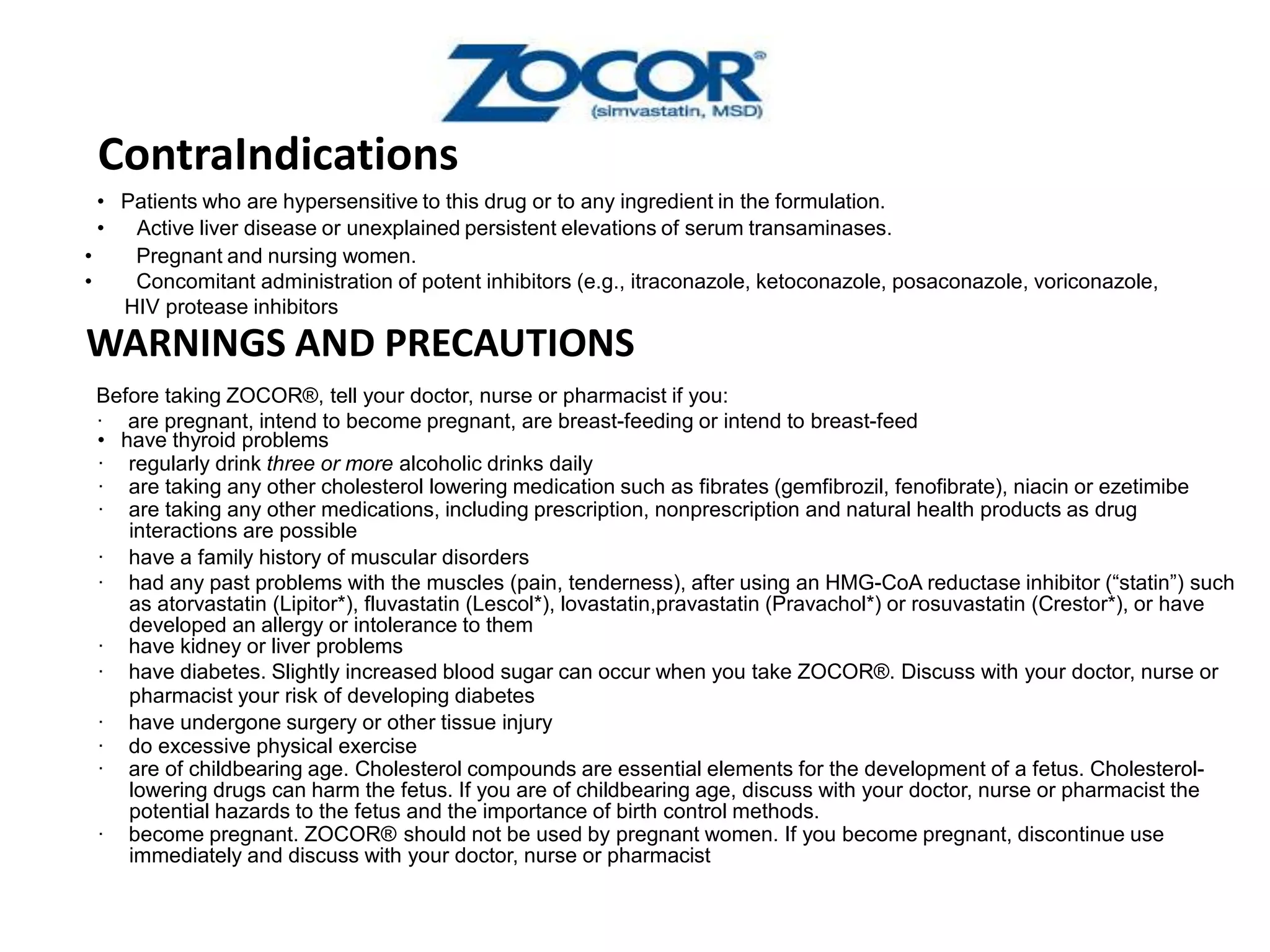 Zocor product monograph | PPTX | Heart and Cardiovascular Diseases ...