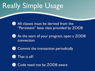 ZODB, the Zope Object Database (May 2003) | PPT
