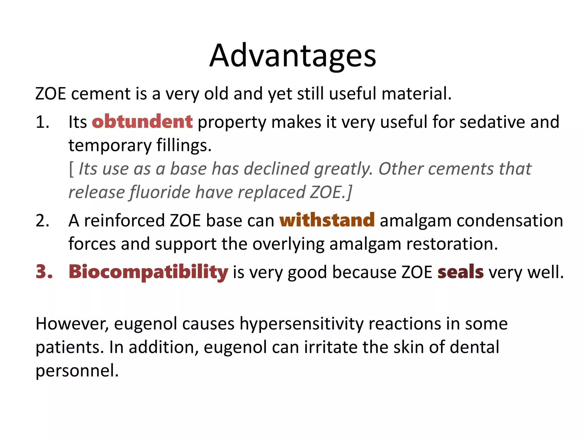 ZOE -ZINC OXIDE EUGENOL | PPTX