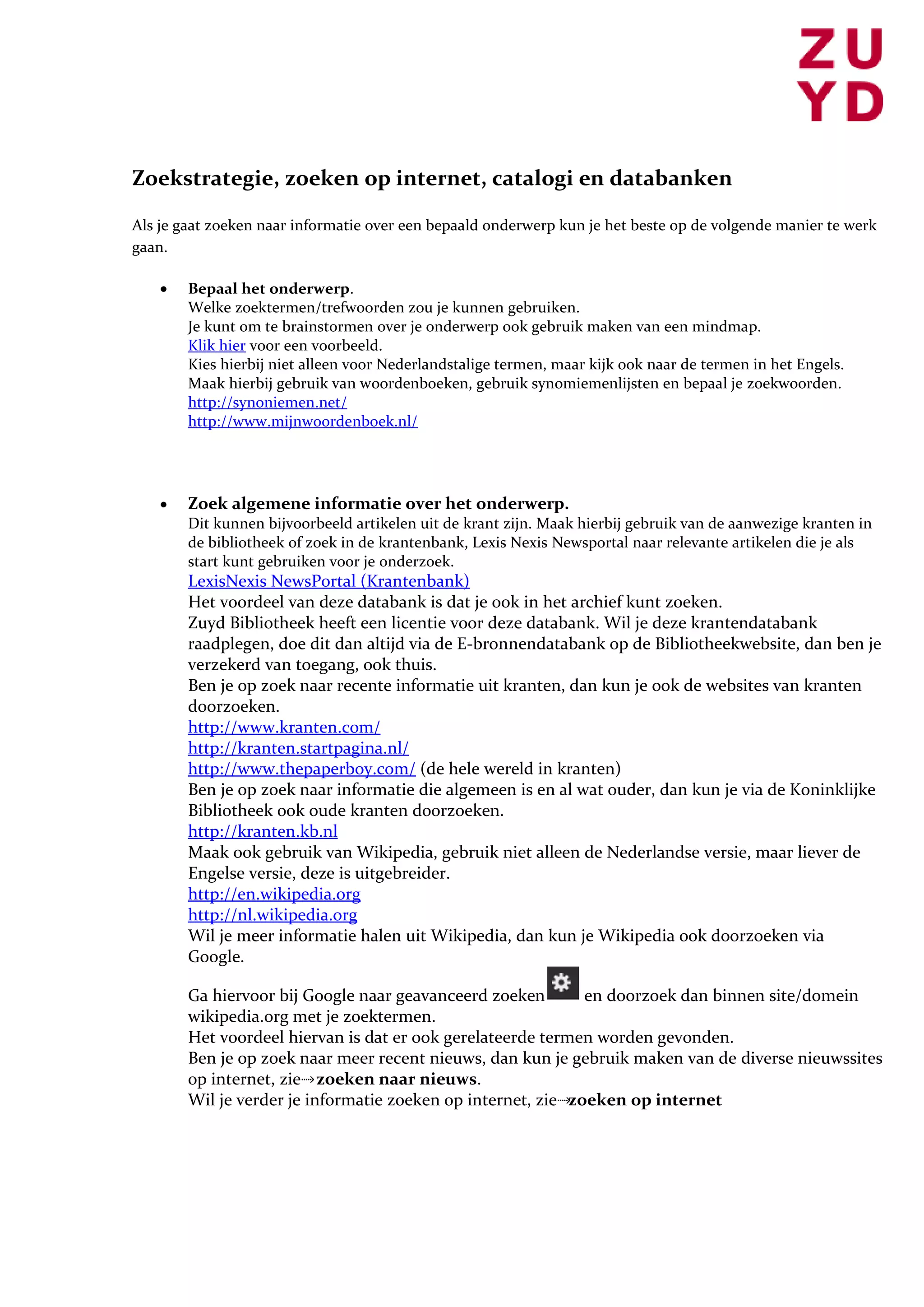 Zoeken zoekstrategie havikstraat | PDF