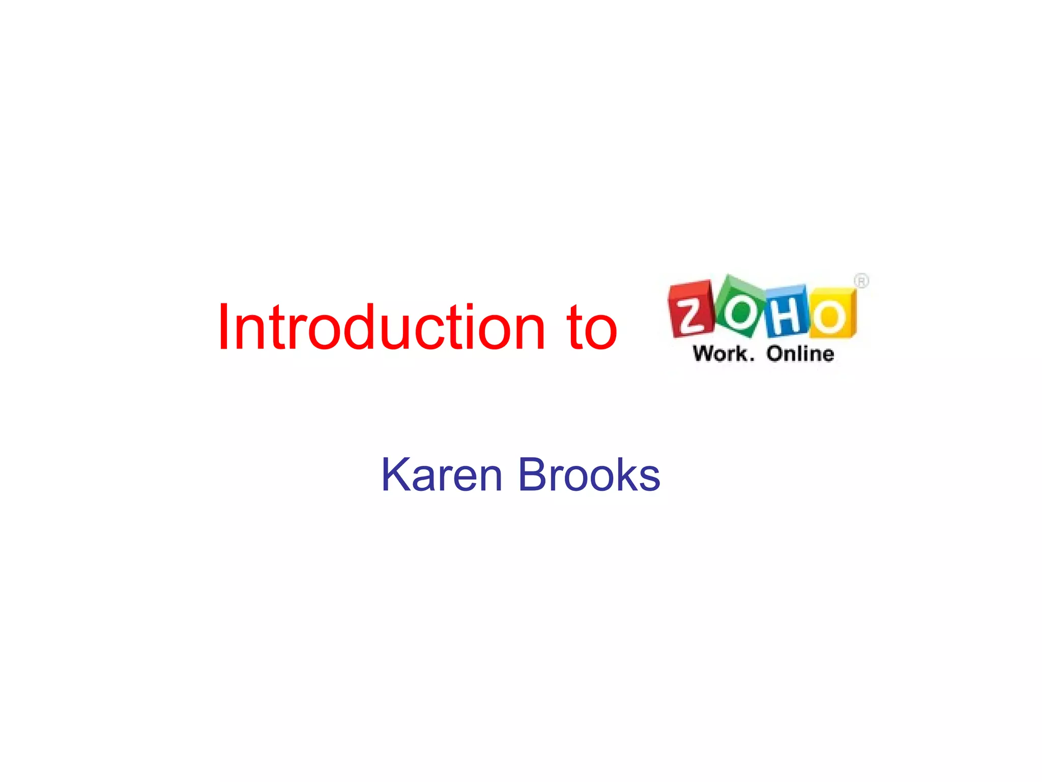 Introduction to Zoho | PPT