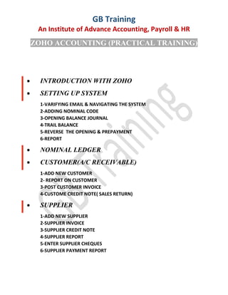 Zoho accounting course content | PDF