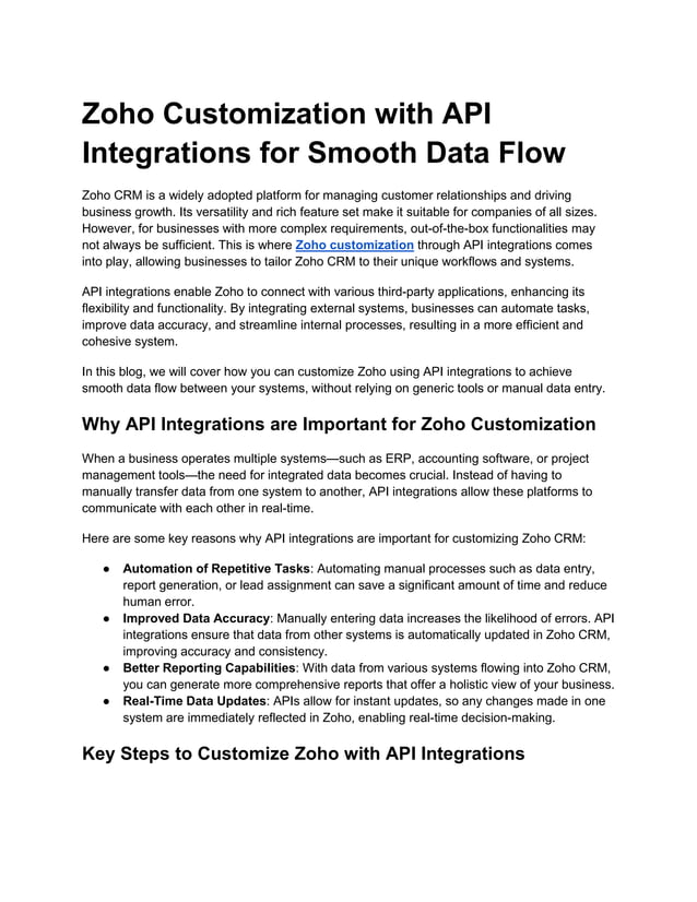 Zoho Customization with API Integrations for Smooth Data Flow.pdf