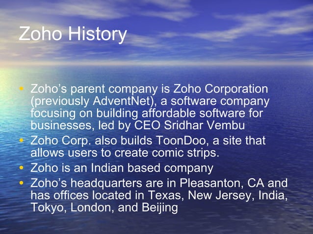 Zoho presentation | PPT | Technology & Computing