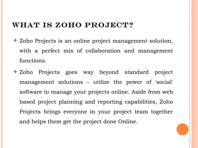 Zoho project presentation | PPT | Computer Software and Applications ...