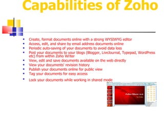 Zoho vs google doc[1] | PPT | Desktop Publishing | Computer Software ...