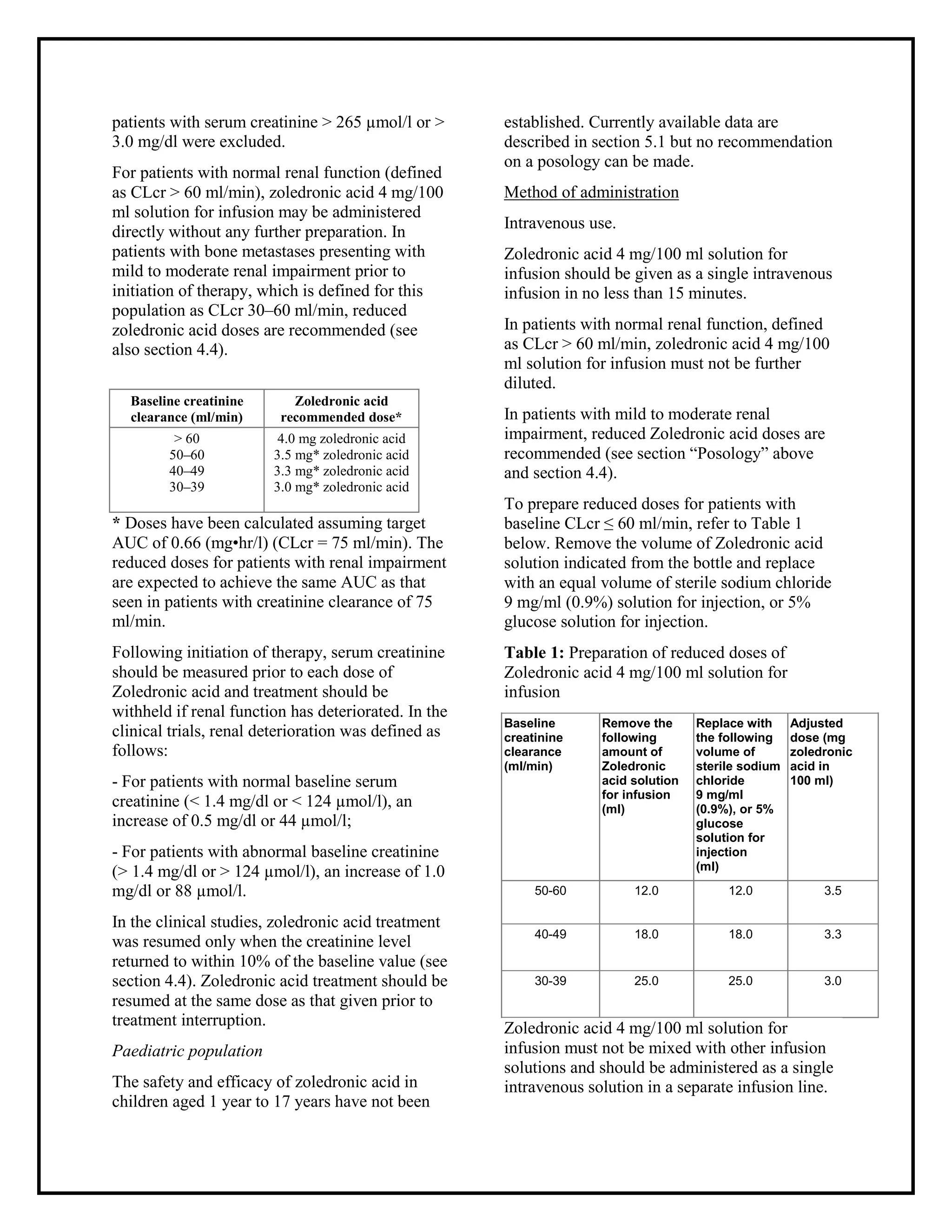 Zoledronic acid 4 mg 100 ml solution for infusion smpc taj ...
