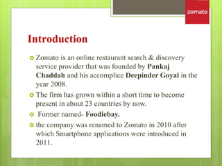 Zomato-the Indian startup | PPTX