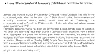 Zomato company deep research and case study for mba courses | PPTX