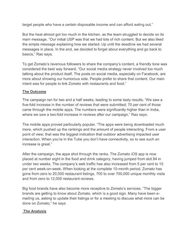 Zomato case study v1.0 20 7-2015 | PDF